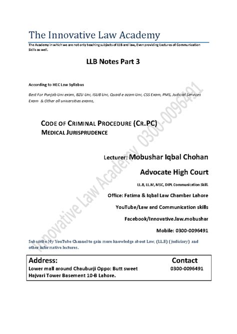 Cr Pc Here Are Notes For Crpc Code Of Criminal Procedure 1898 The