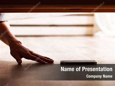 Smartphone Someone Hiding Under Bed Powerpoint Template Smartphone