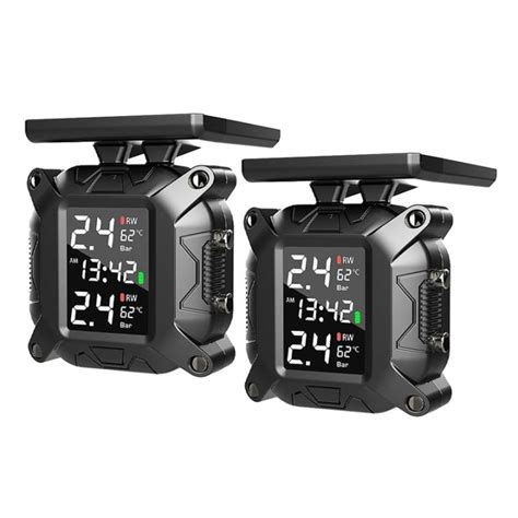 【ready Stockandcod】2x Wireless Motorcycle Tpms Tire Pressure Monitoring System Solar External