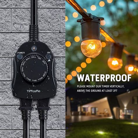 Snapklik Com TiFFCOFiO Outdoor Christmas Light Timer Dusk To Dawn Sensor Countdown Outdoor