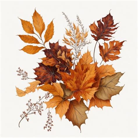 Premium Photo Vintage Autumn Dry Flower Leaves Bouquet Watercolor