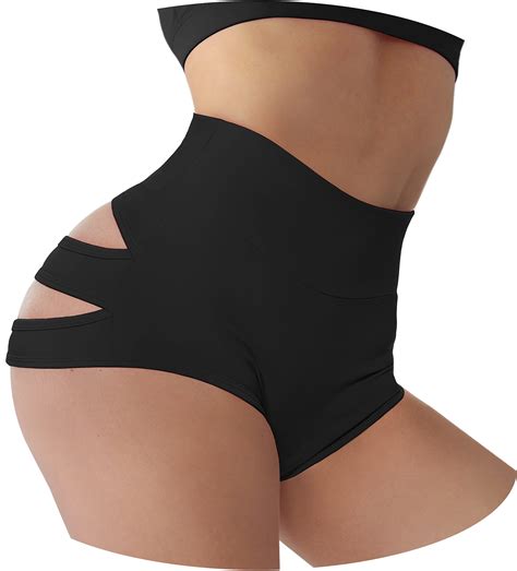High Waisted Butt Lifting Cut Out Yoga Shorts Black Size Small Gym