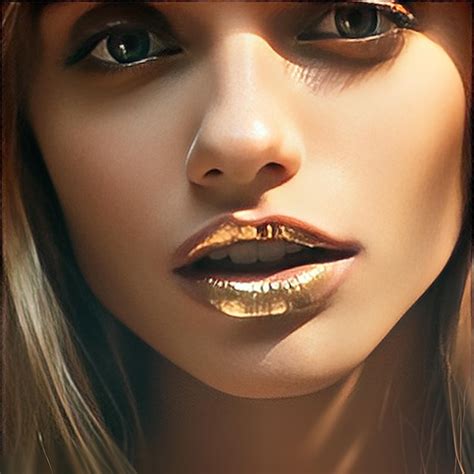 Premium Ai Image A Woman With Gold Glitter On Her Lips