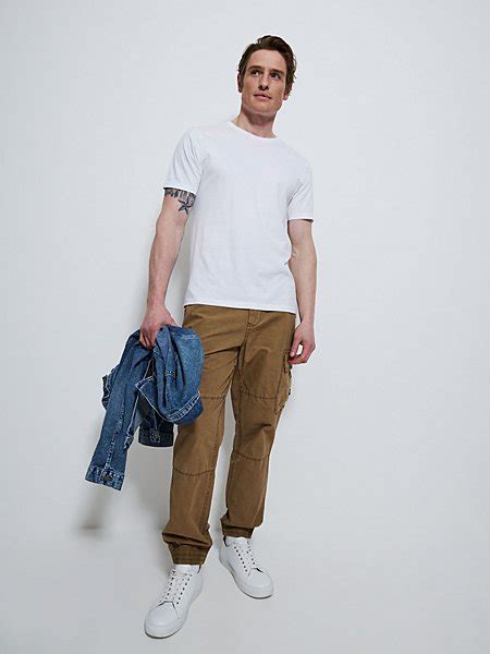 Tan Slim Fit Pull On Cargo Trousers Men George At Asda