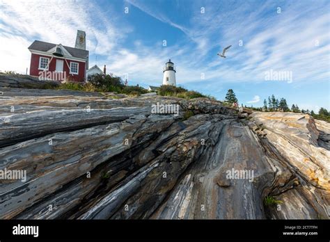 A View From The Rocks Of Pemaquid Point Lighthouse Bristol Lincoln