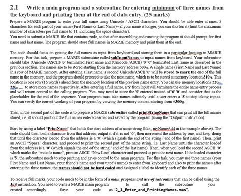 21 Write A Main Program And A Subroutine For