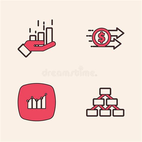 Set Hierarchy Organogram Financial Growth Dollar And Icon Vector