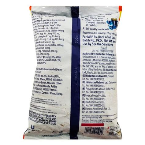 Buy Horlicks Lite No Added Sugar Powder Badam Flavour 500 Gm Pouch