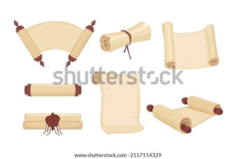 Cartoon Old Paper Scroll Parchment Vector เวกเตอร์สต็อก ปลอดค่า