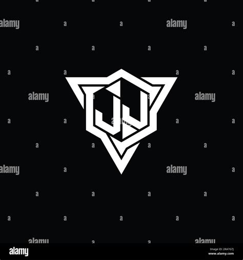 Jj Letter Logo Monogram Hexagon Shape With Triangle Outline Sharp Slice Style Design Template