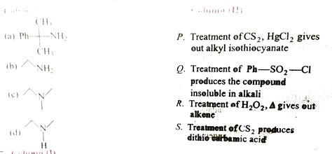 Match The Column From Gr Bathla And Sons Chemistry Chapter 2 Amines For