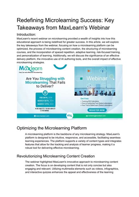 Ppt Redefining Microlearning Success Key Takeaways From Maxlearns Webinar Powerpoint