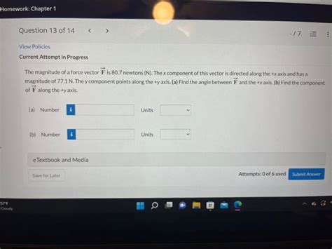 Solved The Magnitude Of A Force Vector F Is Newtons Chegg