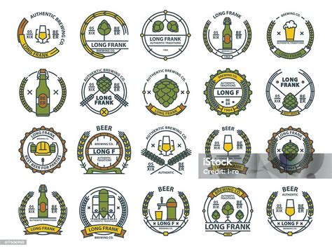 화려한 벡터 맥주 엠블럼 기호 아이콘 술집 라벨 배지 개요 공예에 대한 스톡 벡터 아트 및 기타 이미지 공예 노랑 라거 Istock