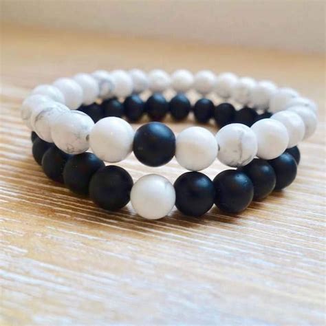Howlite And Black Onyx Stone Couple Bracelet Set Magic Crystals