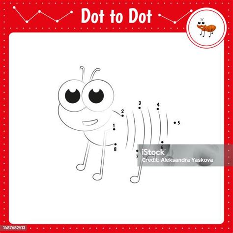 점을 연결합니다 개미 곤충 점 교육 게임에 점 취학 전 아동을위한 색칠 공부 책 활동 워크 시트 벡터 일러스트레이션 곤충에 대한 스톡 벡터 아트 및 기타 이미지 Istock
