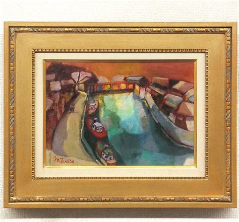 Yahooオークション 【glc】寺田政明 「茜色の遠賀川河岸」 一枚の絵