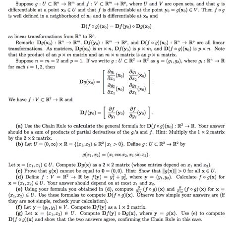 solved suppose g rn → rm and f v c rm → rp where u and