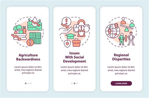 Challenges In Achieving Inclusive Growth Onboarding Mobile App Screen Walkthrough 3 Steps