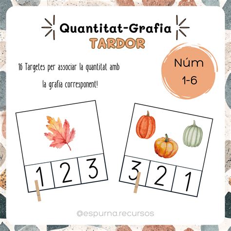 Profes Papel Tijera Tarjetas Grafía Cantidad Conteo Otoño