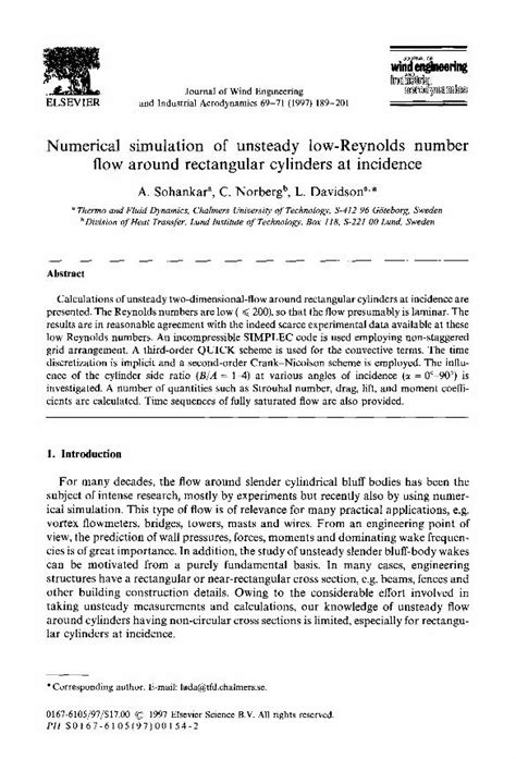 Pdf Numerical Simulation Of Unsteady Low Reynolds Number Flow Around