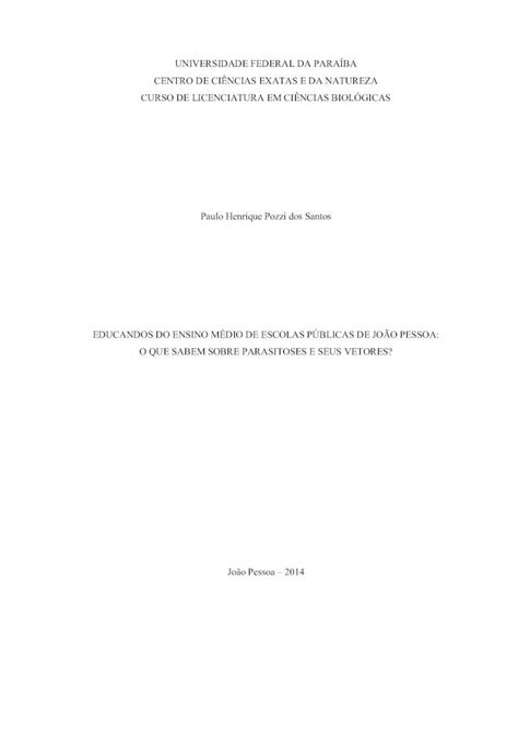 PDF UNIVERSIDADE FEDERAL DA PARAÍBA CENTRO DE CIÊNCIAS Doenças