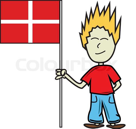 Dansk flag i hånden på en dreng Stock vektor Colourbox