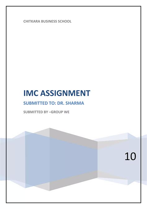 Imc Assignment Group We Pdf