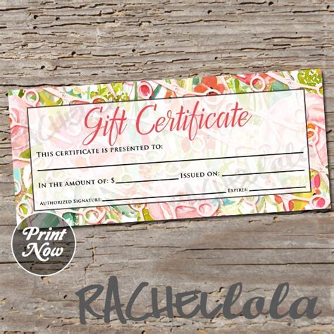 Hair Salon Gift Certificate Printable Fillable Template Hair Stylist