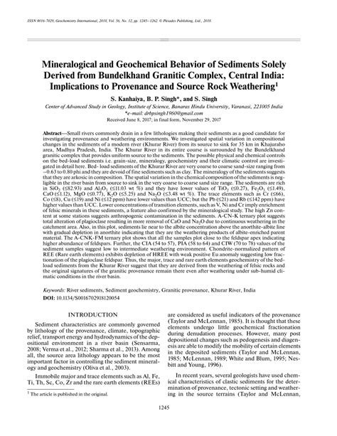 Pdf Mineralogical And Geochemical Behavior Of Sediments Solely Derived From Bundelkhand