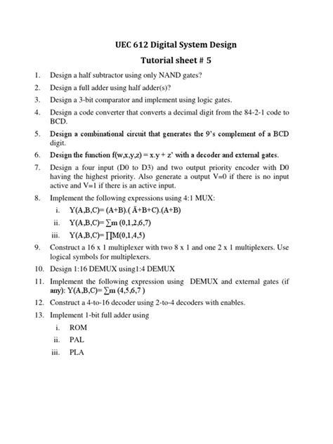 Tutorial Sheet 5 Pdf