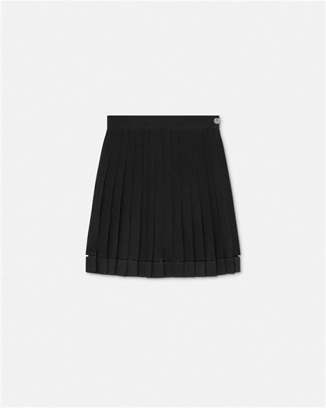 Minifalda De Georgette De Seda Plisada Negro Versace