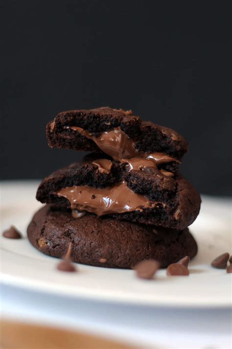 Nutella Stuffed Double Chocolate Cookies The Lovecats Inc