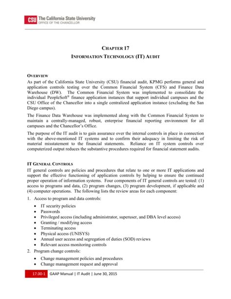 It Audit The California State University