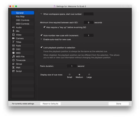 Settings QLab Documentation