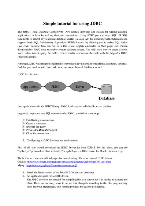 Simple Tutorial For Using Jdbc Using Jdbc You Can Send Sql Plsql