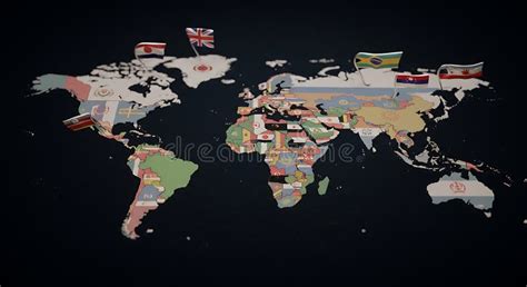 Global Flags On World Map A Visual Representation Of International Unity Stock Illustration