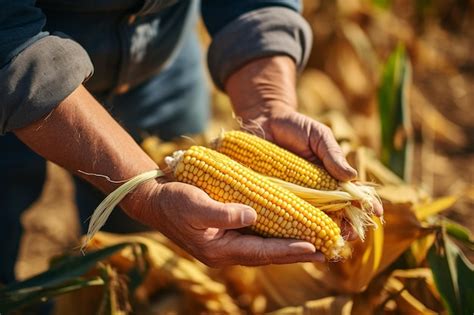 Premium Ai Image Male Harvesting Sweet Corn In Field Generative Ai