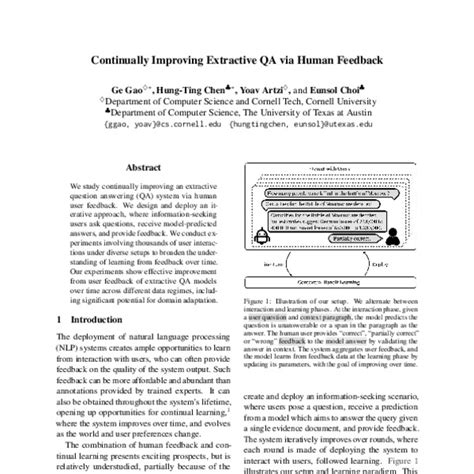 continually improving extractive qa via human feedback acl anthology