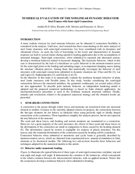 Pdf Numerical Evaluation Of The Nonlinear Dynamic Behavior Of Steel