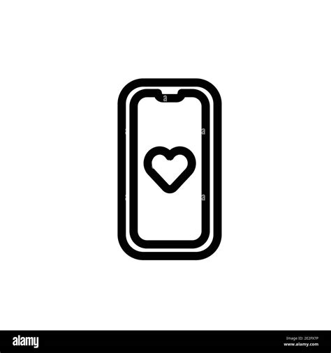 Love Smartphone Outline Vector Icon Thin Line Black Love Smartphone Icon Flat Vector Simple