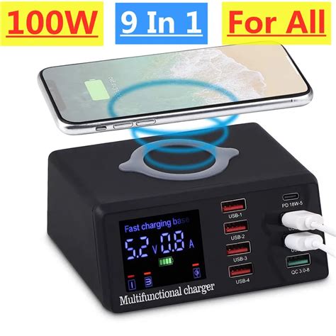 100w Usb 충전기 무선 충전기 Qc Pd3 0 빠른 충전 8 포트 충전기 빠른 충전기 충전 스테이션 아이폰 14 13 X
