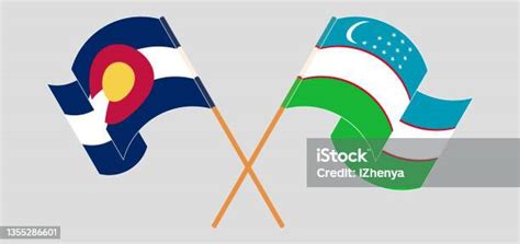 콜로라도 주와 우즈베키스탄 의 국기를 교차하고 흔들어 기에 대한 스톡 벡터 아트 및 기타 이미지 기 네바다 대칭 Istock