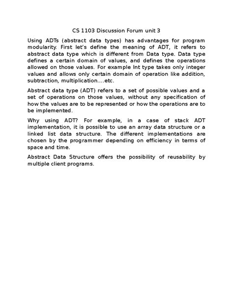 Cs1103 Discussion Forum Unit3 First Lets Define The Meaning Of Adt