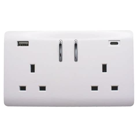 2 Gang Usb 3100ma Type A And C Usb Plug Socket