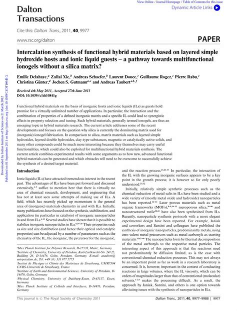 Pdf Intercalation Synthesis Of Functional Hybrid Materials Based On