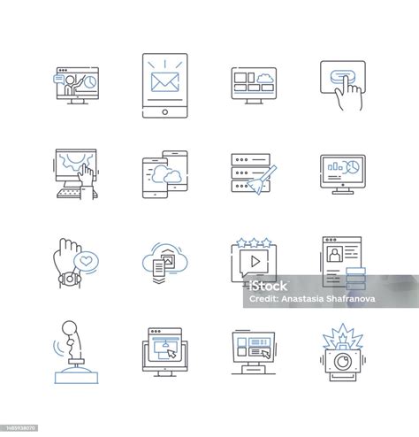 Quantum Computing Line Icons Collection Entanglement Superposition