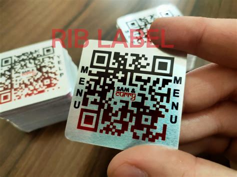 QR Code Restaurant Cafe Menu Labels Set Of 20 Rib Label