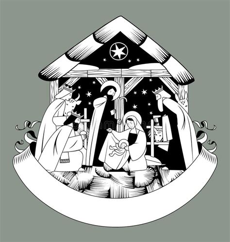 Christmas Greeting Card With A Scene Of The Nativity Of Christ And