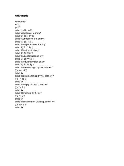 Operator In Linux Pdf Multiplication Computer Programming